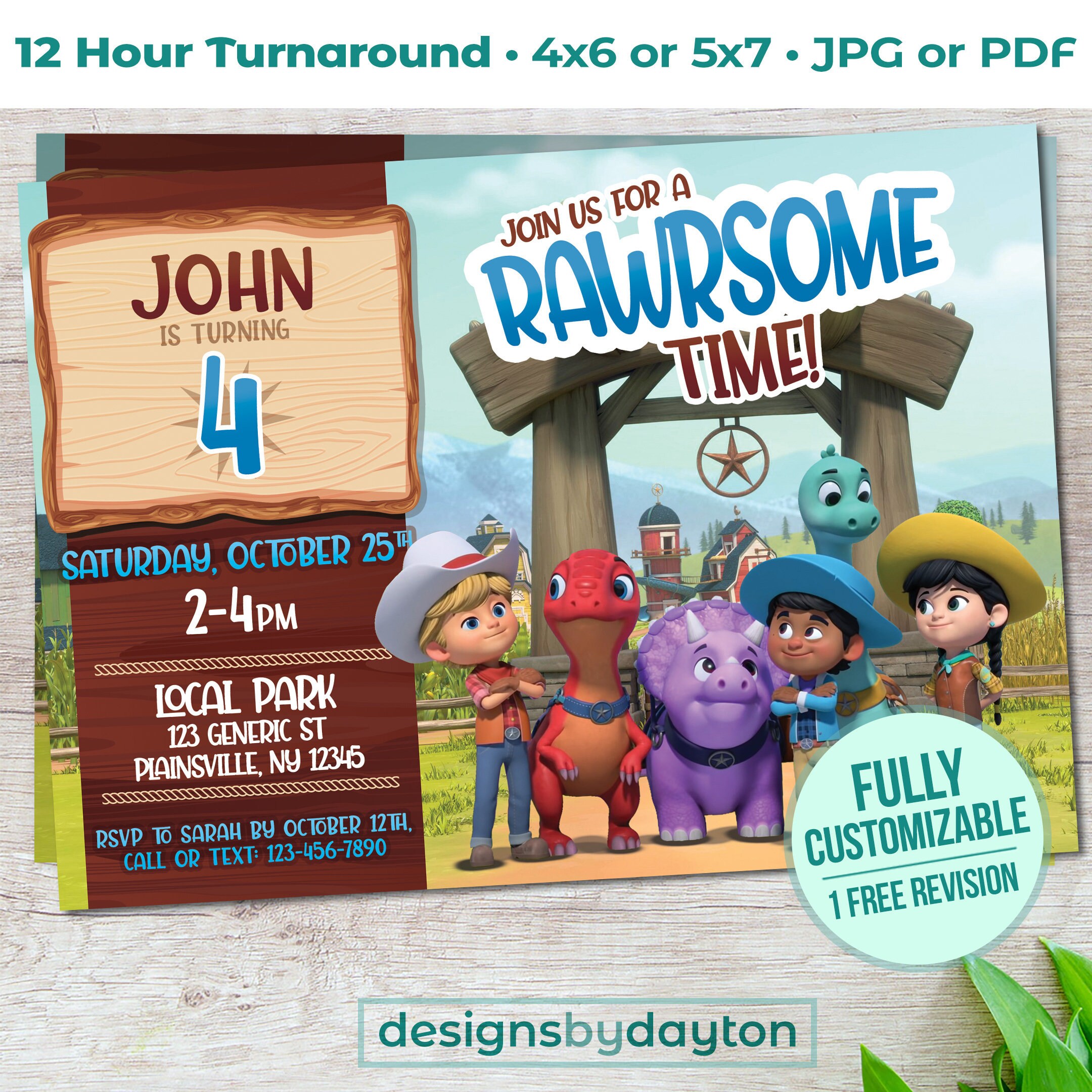 Dino Ranch Invitation Dino Ranch Kids Birthday Party Invite Etsy