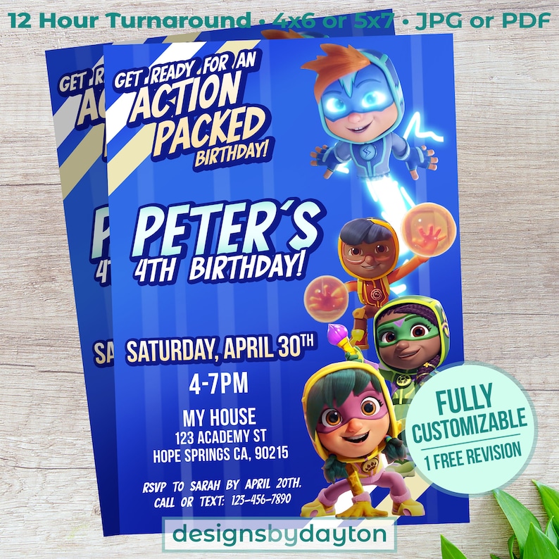 Action Pack Birthday Invitation | Kids Action Pack Invite | Boy or Girl ...
