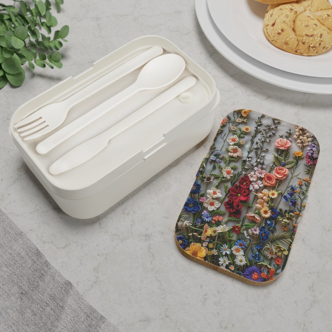 Wildflower Ribbon Embroidery Bento Lunch Box Floral Lunch Box BPA Free ...