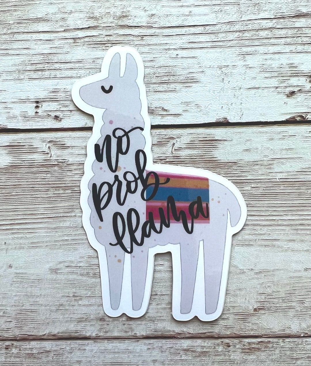 VINYL Sticker, No Prob Llama, Decal for Waterbottle, Bullet Journal ...