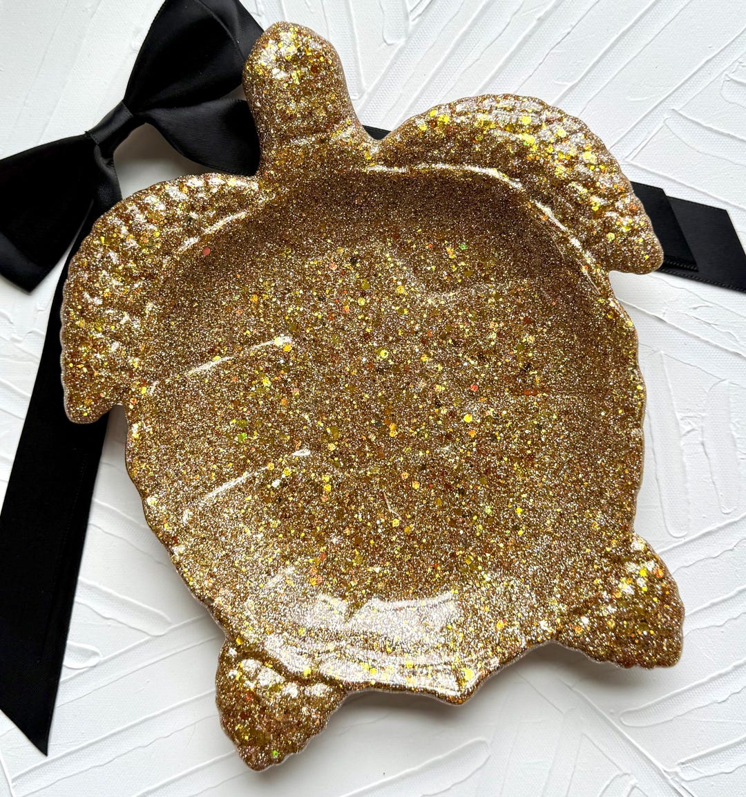 Handcrafted Decorative Vanity Tray, Sea Turtle Gold Glitter Tray, Resin ...