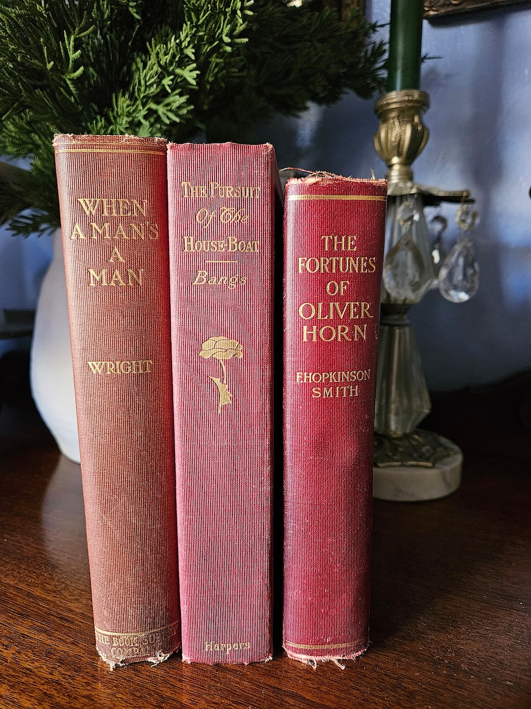 Red Antique Book Bundle, Set of 3 Books for Reading and Home Decor ...
