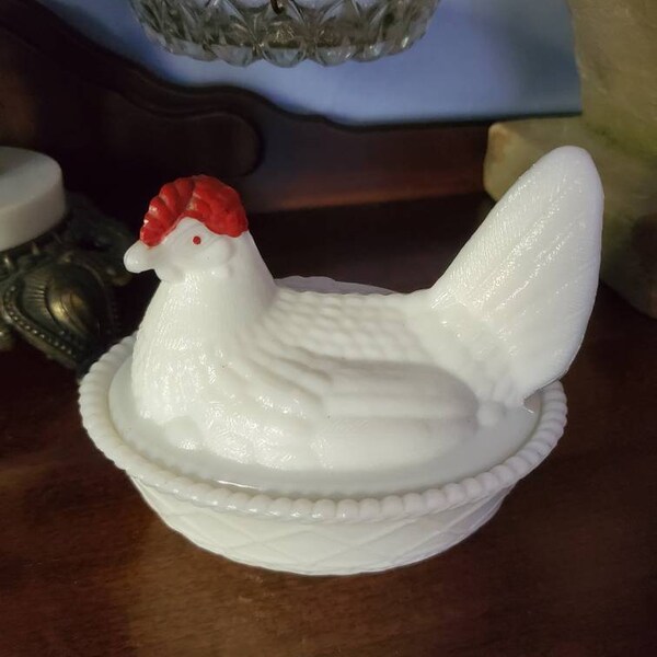 Milk Glass Chicken - Etsy