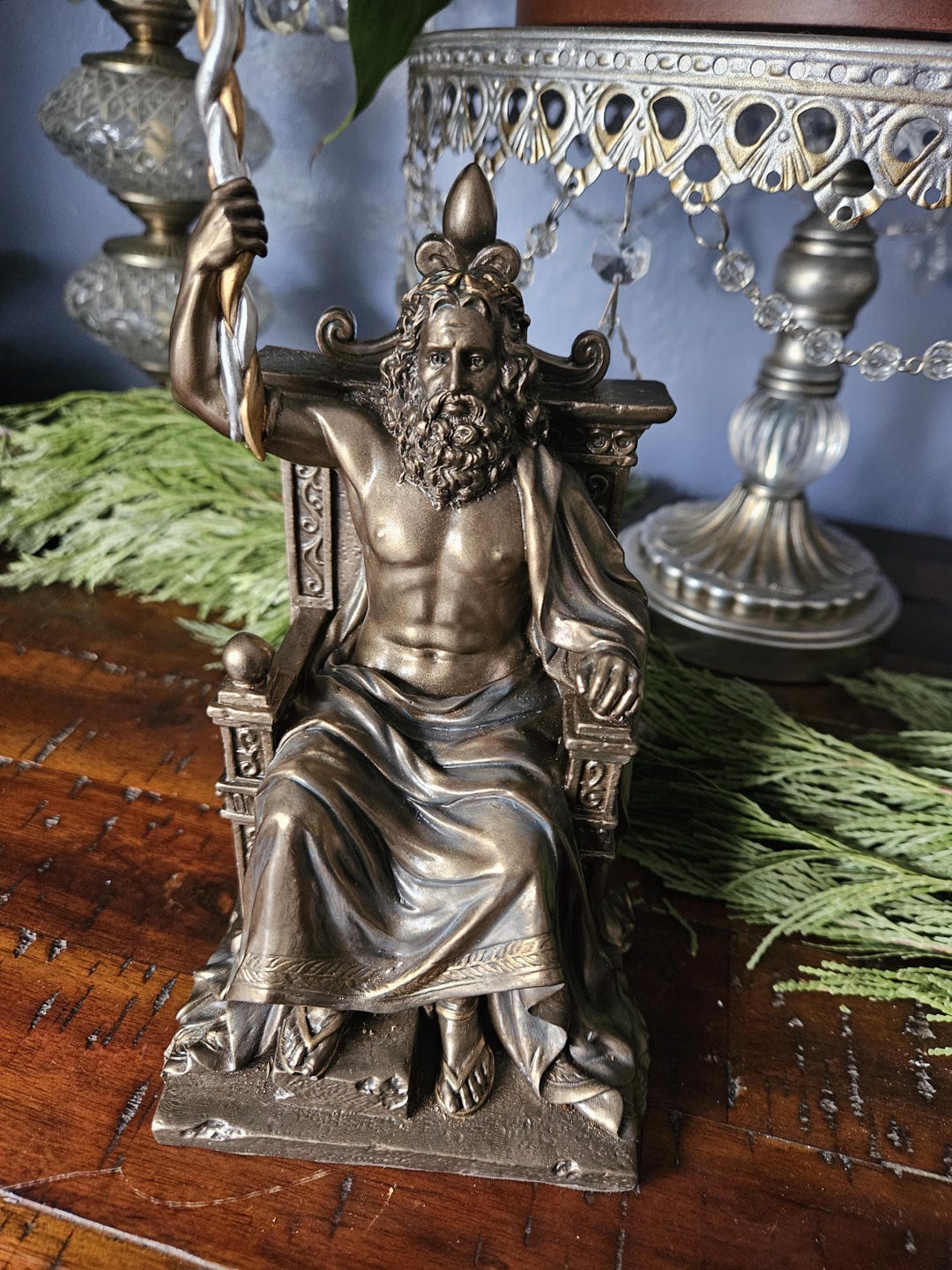 Jupiter / Zeus Statue on Throne Thunderbolt Bronze Finish - Etsy