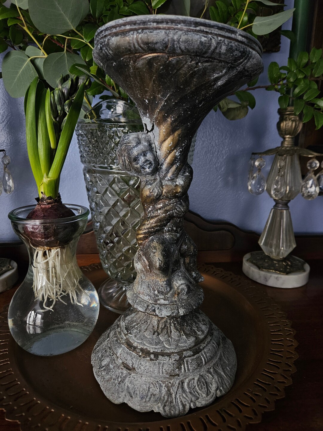 Vintage Cherub Planter Metal Victorian Style - Etsy