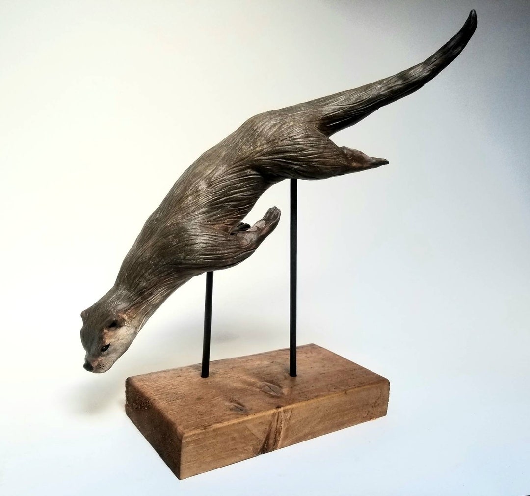 Handmade Otter Ceramic Sculpture Custom Order Swimming Otter Made to ...
