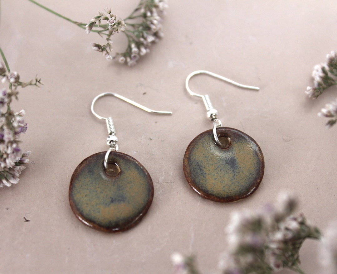 Handmade Foraged Clay Ceramic Earth Tone Glazed Bristol Earrings. - Etsy
