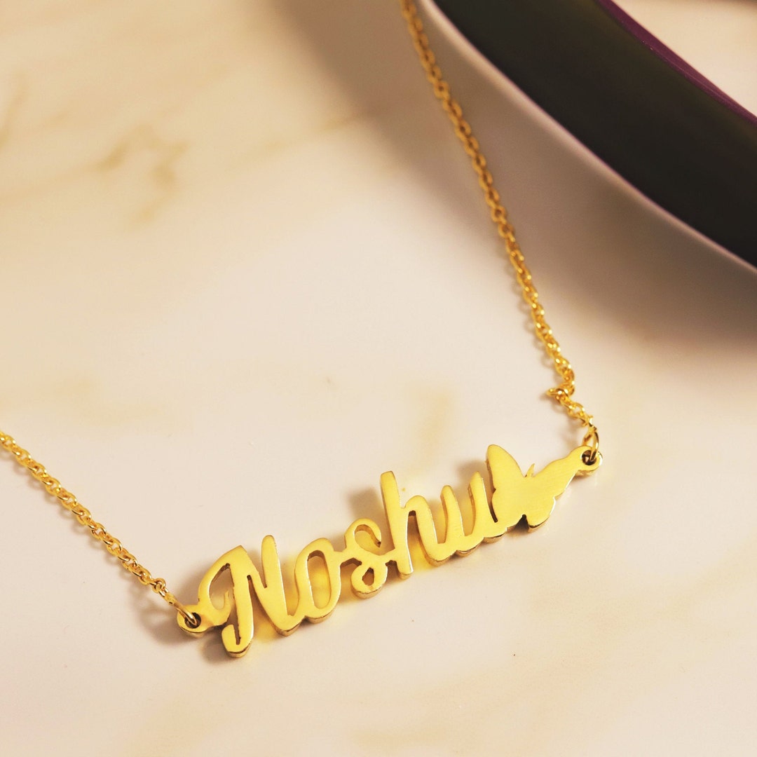 Personalised Name Necklace 24k Gold Custom Nameplate Necklace Name Necklace Initial Necklace Necklace Gift for Mom Dainty Necklace Etsy