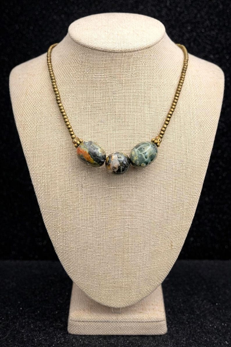 Handcrafted Ocean Jasper Necklace: Boho Chic Everyday Wear, Jewelry ...