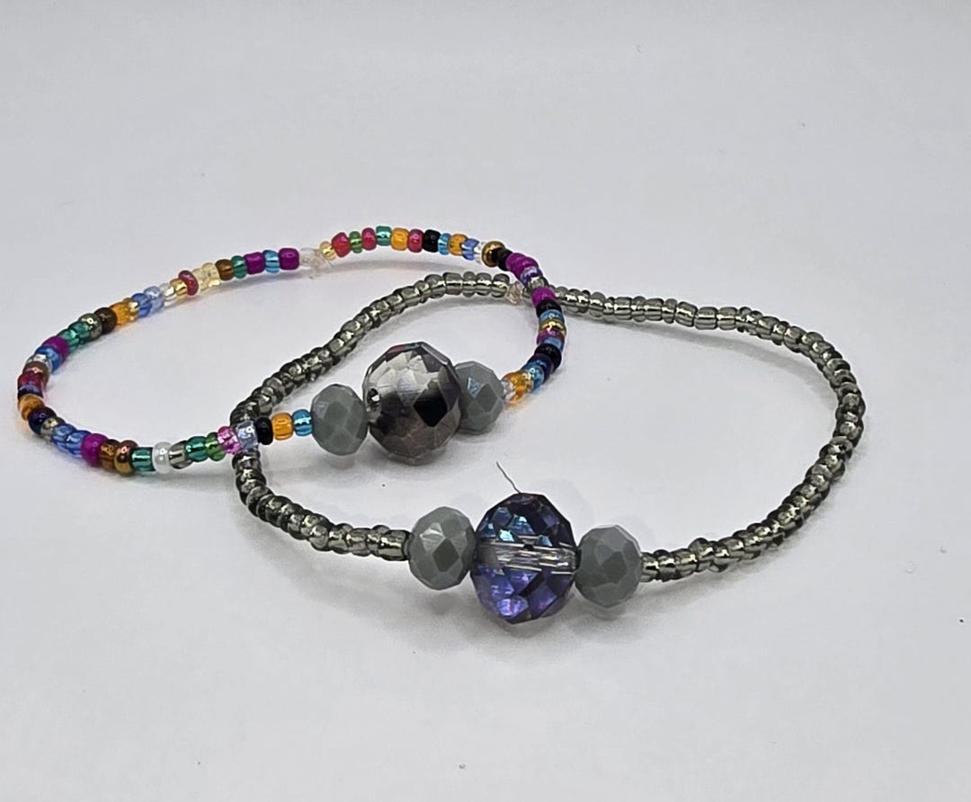 Custom Single Seed Bead Bracelet, Handmade Glass Beads, Personalized ...