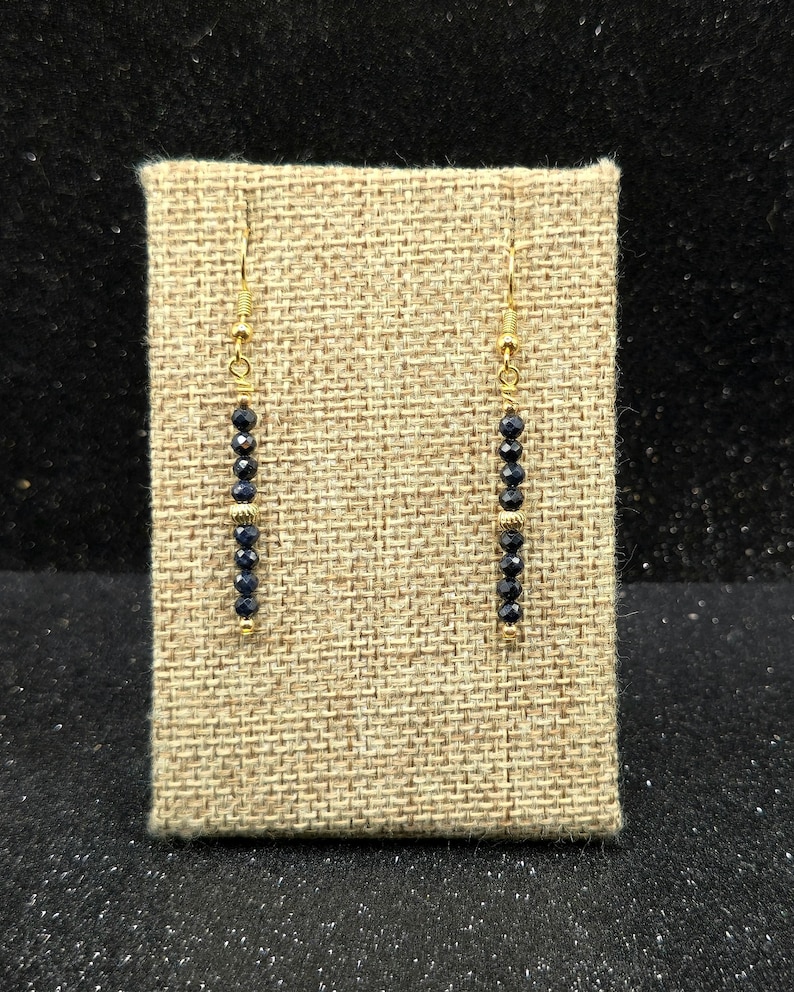 Dainty Blue Sapphire Dangle Earrings: 18k Gold-plated Gemstone ...