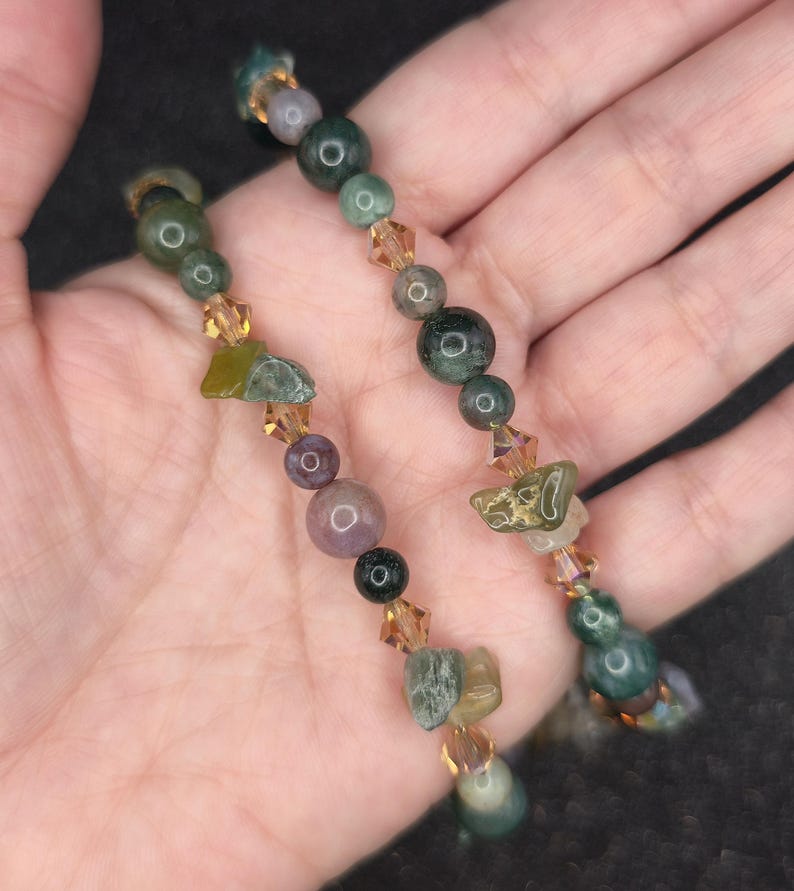 Handcrafted Jasper Necklace: Czech Crystal Accents, Everyday Wear ...
