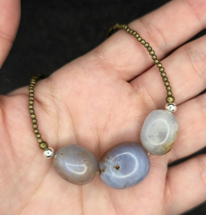 Handcrafted Blue Lace Agate Necklace Boho Chic Everyday Wear, Jewelry ...
