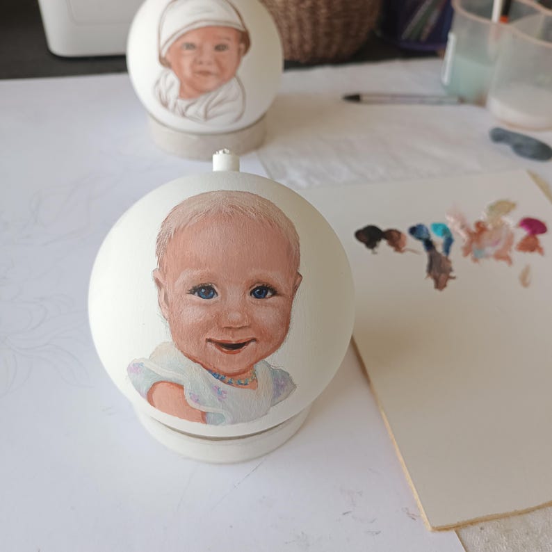 Custom Hand-painted Baby Portrait Christmas Ornament - Etsy
