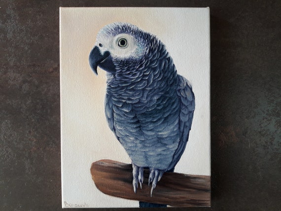 Portrait of a Cute African Gray Parrot to Order Portrait of a - Etsy