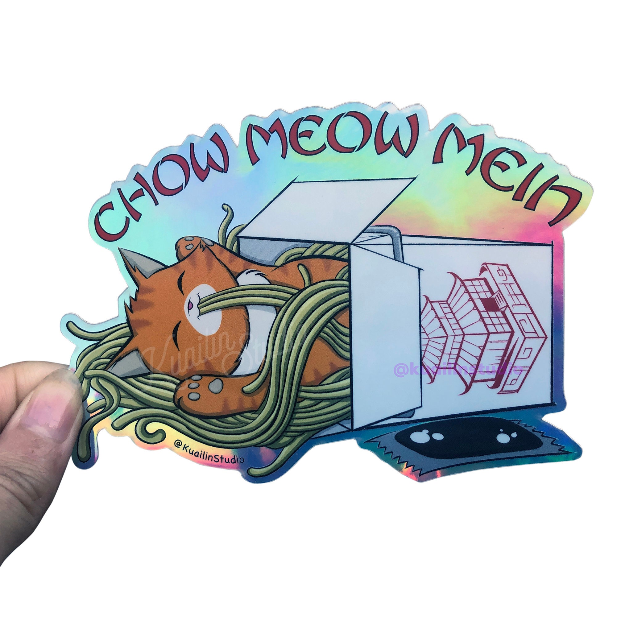 Chow meow mein pegatina holográfica especial - Etsy España