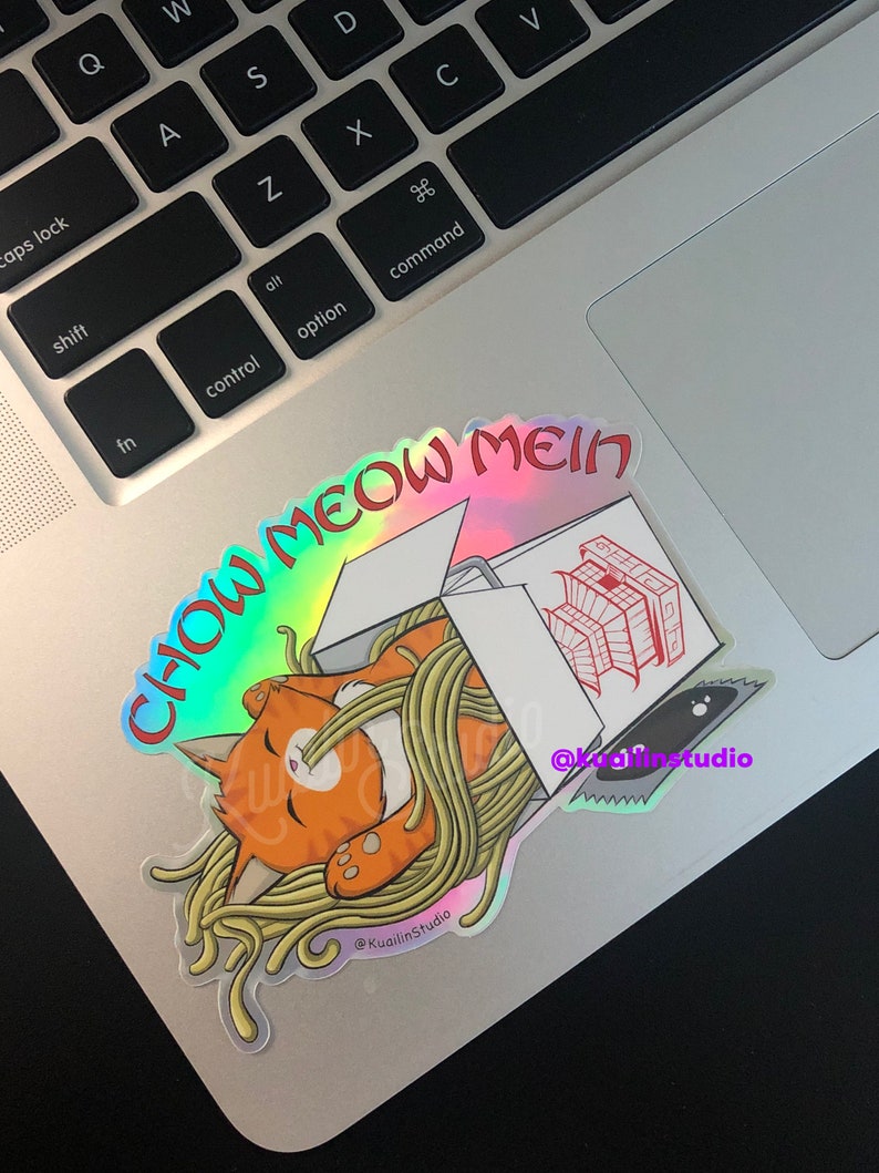 Chow meow mein pegatina holográfica especial - Etsy España