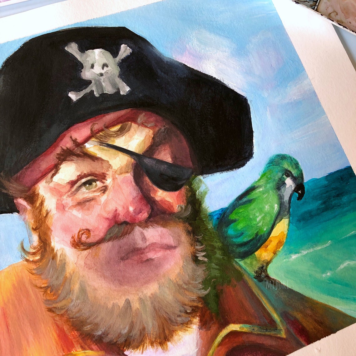 Painty the Pirate Spongebob Squarepants Watercolor | Etsy