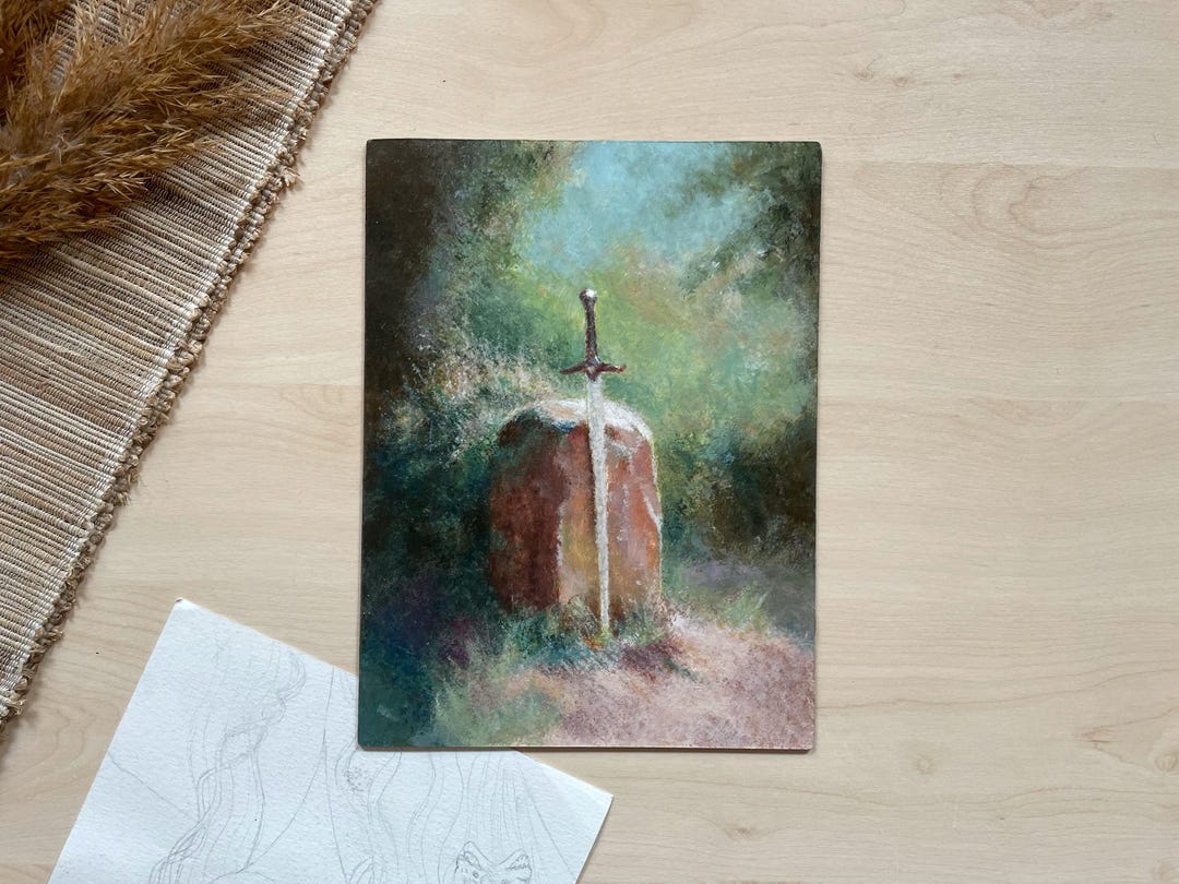 Lost Sword - Acrylic Paint on Panel, Flowers, Trees, Green, Nature ...