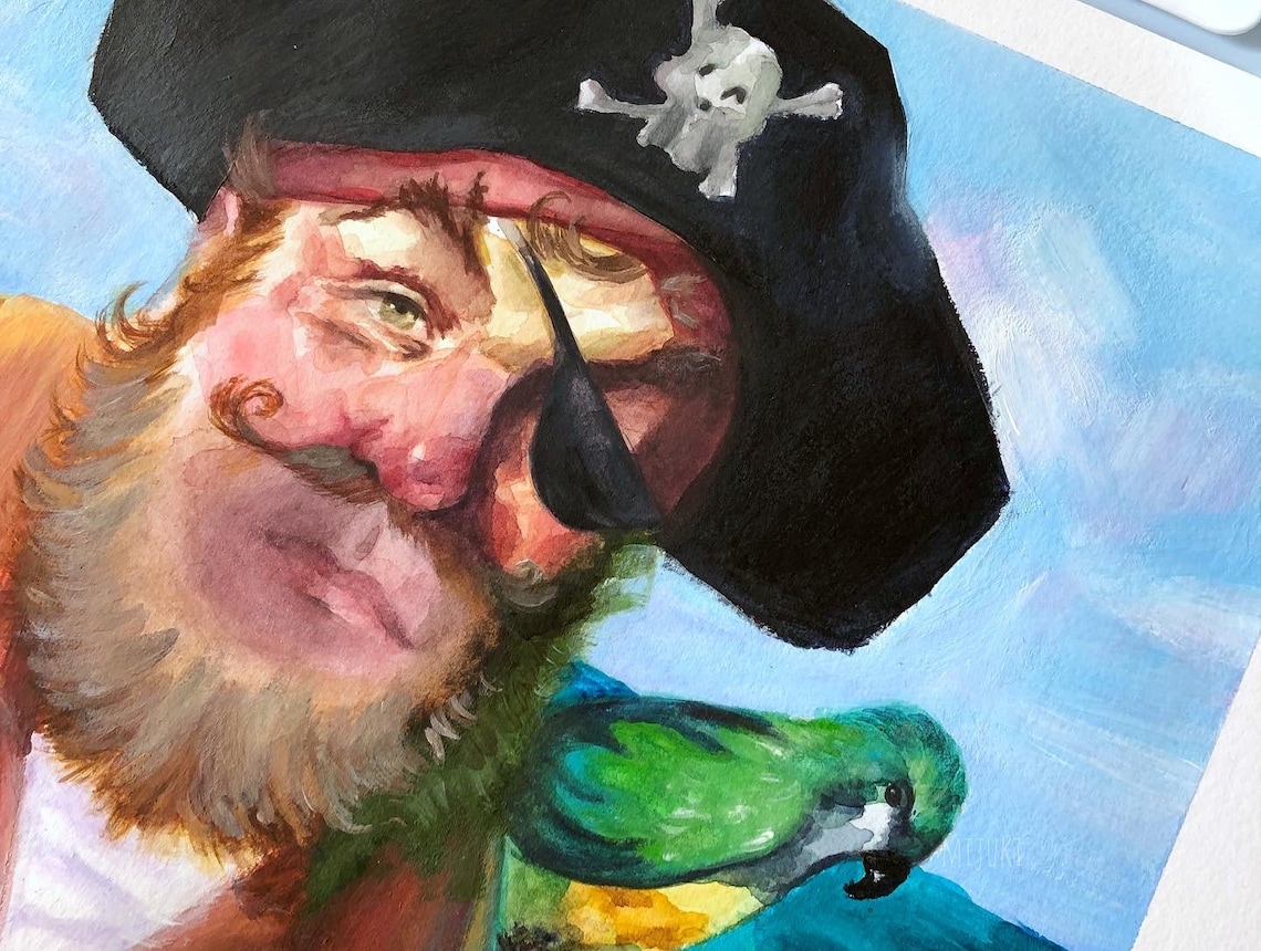 Painty the Pirate Spongebob Squarepants Watercolor | Etsy