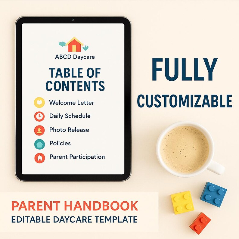 Custom Daycare Family Parent Handbook Template | Editable Policies ...