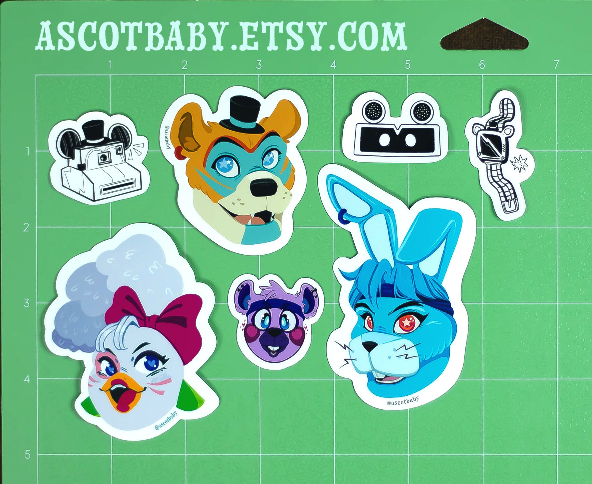 FNAF Security Breach 8 Sticker Pack 2in: Glamrocks Sun, Moon, & Eclipse ...