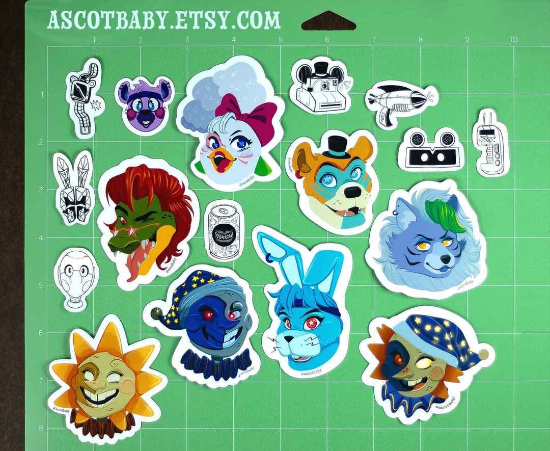 FNAF Security Breach Sticker Pack, Glamrocks, Five Nights at Freddy's ...