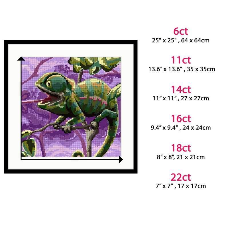 Chameleon Cross Stitch Pattern PDF INSTANT DOWNLOAD - Etsy