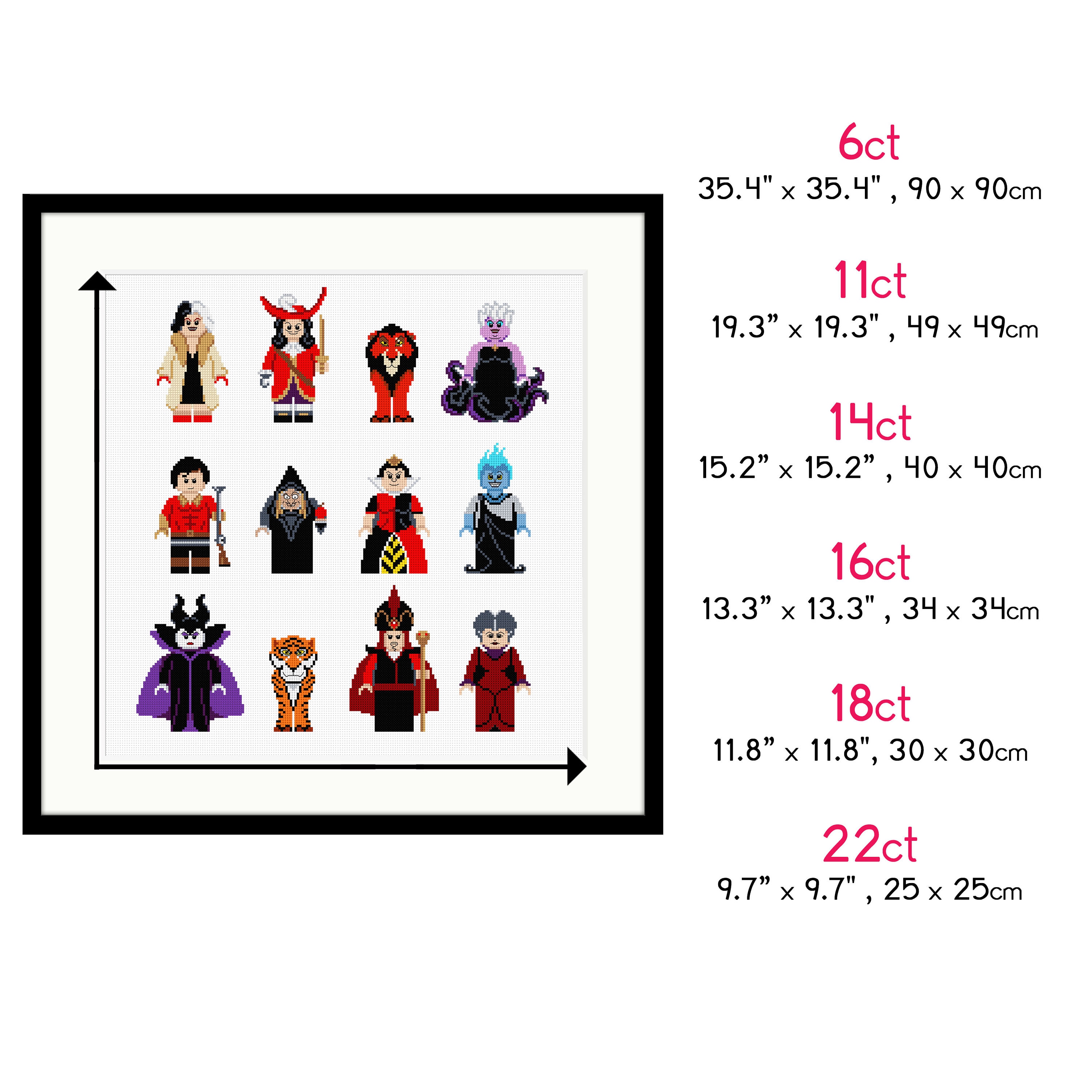 Cross Stitch Pattern: Collection of Classic Villains Characters, PDF ...