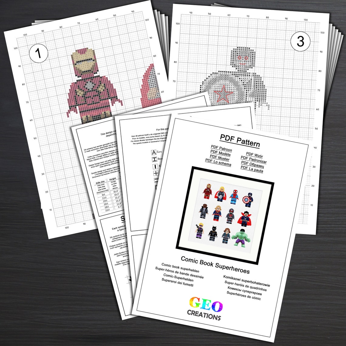 Cross Stitch Pattern: Collection of Comic Book Superhero - Etsy