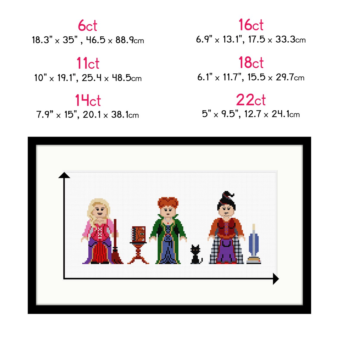 Sanderson Sisters Cross Stitch Pattern, PDF INSTANT DOWNLOAD, Pocus - Etsy