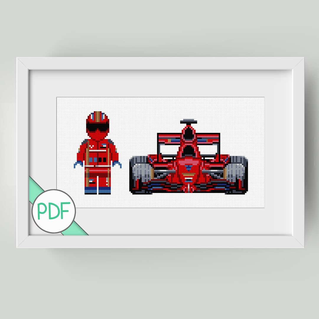 Cross Stitch Pattern: Formula One Racing Driver and Car, PDF INSTANT ...