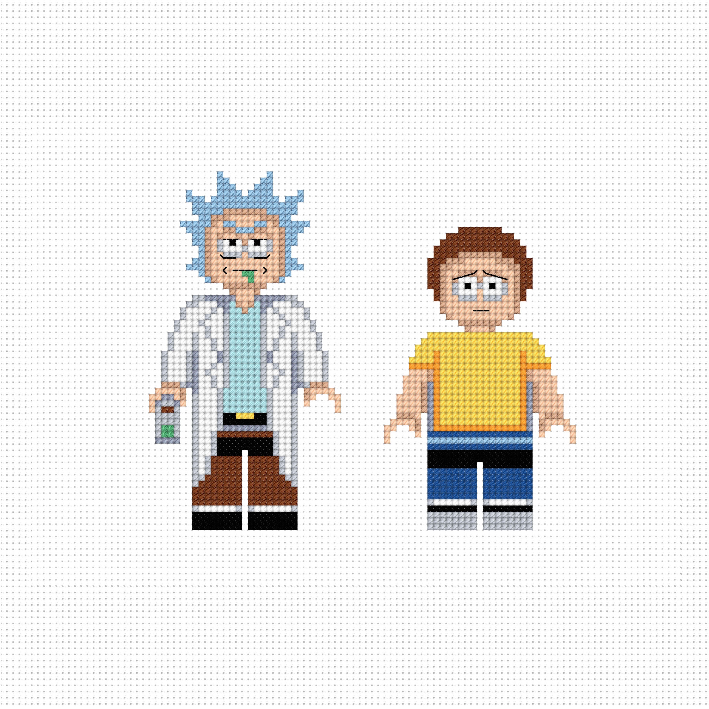 Cross Stitch Pattern: Scientist and Grandson Characters PDF | Etsy
