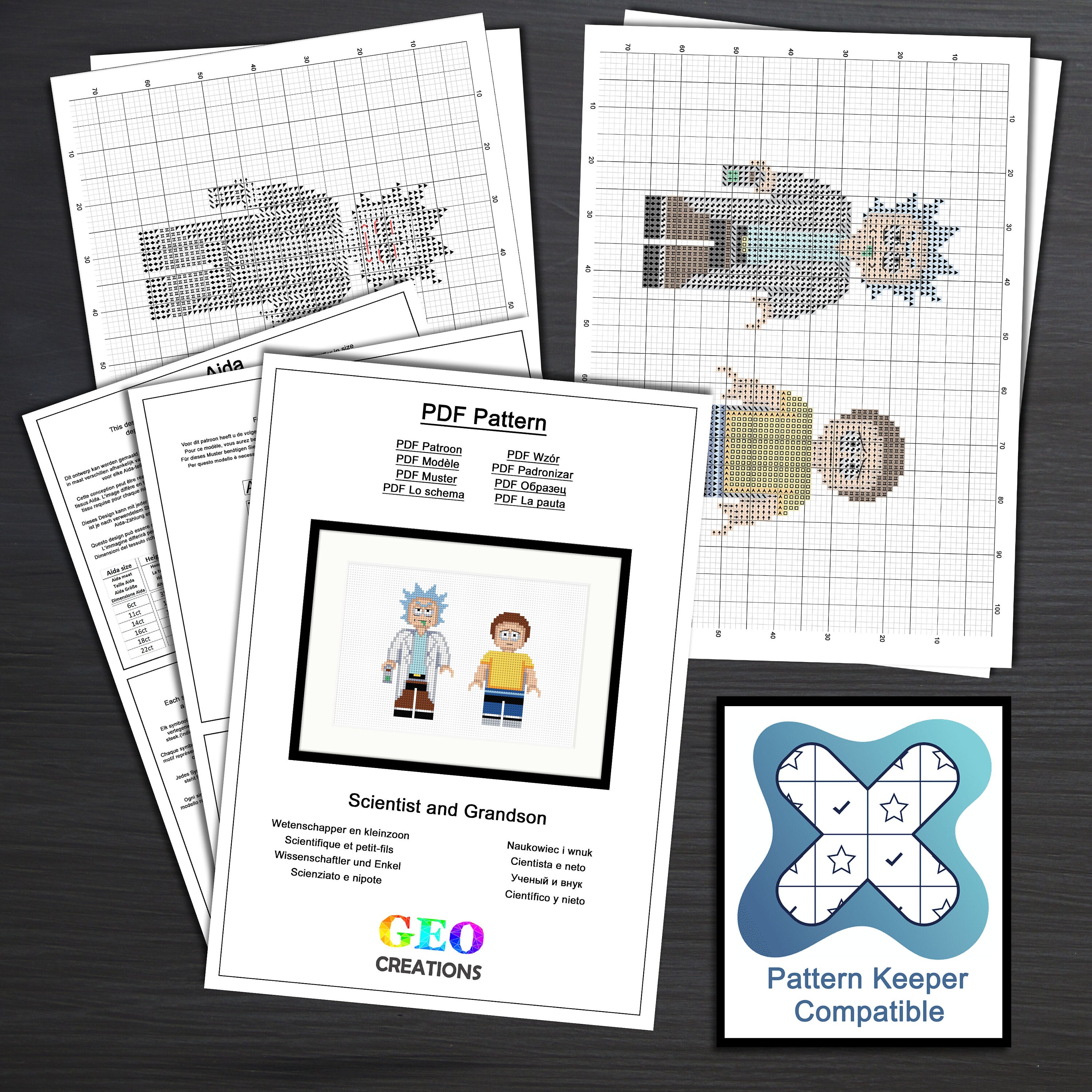 Cross Stitch Pattern: Scientist and Grandson Characters PDF | Etsy