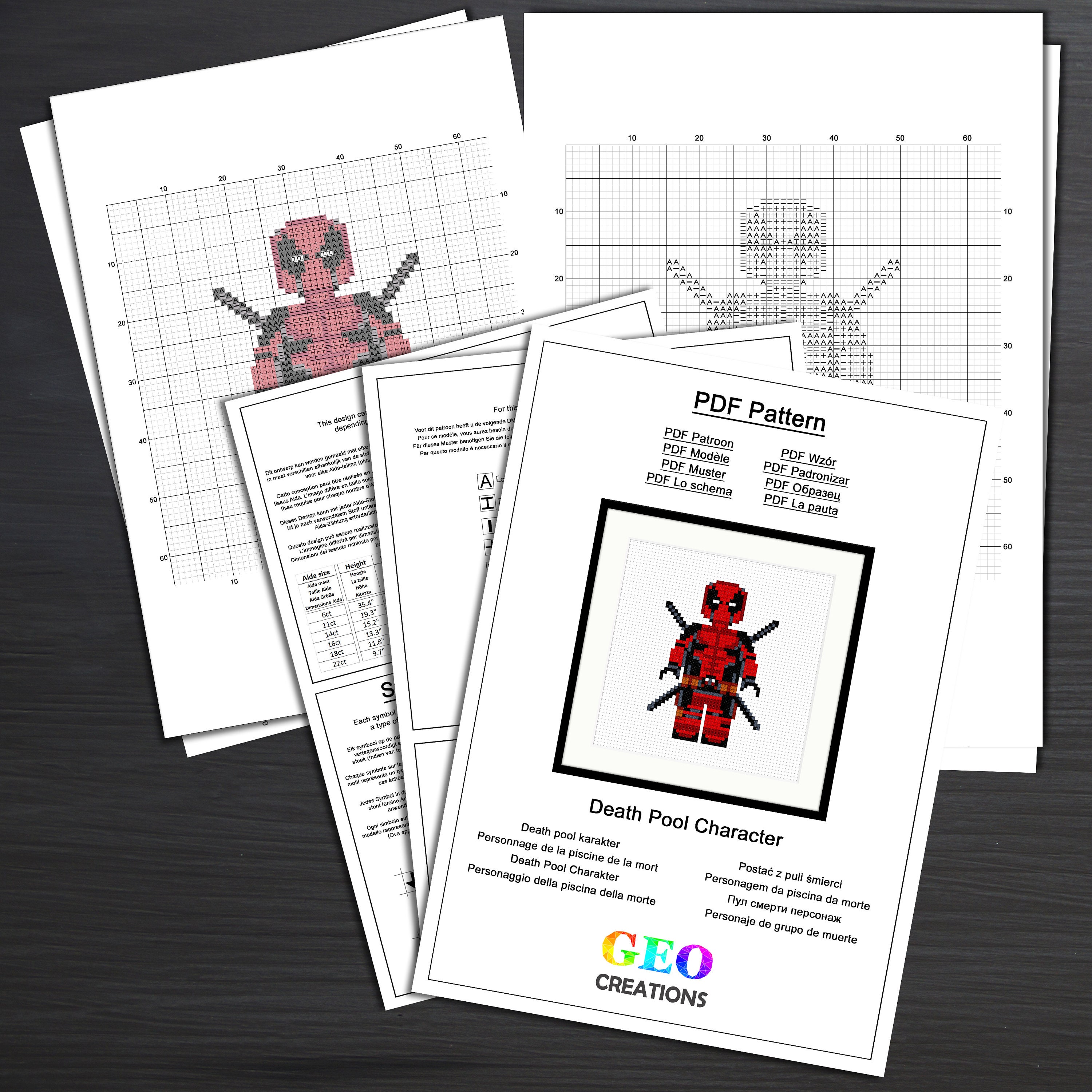 Death Pool Character Cross Stitch Pattern PDF INSTANT | Etsy