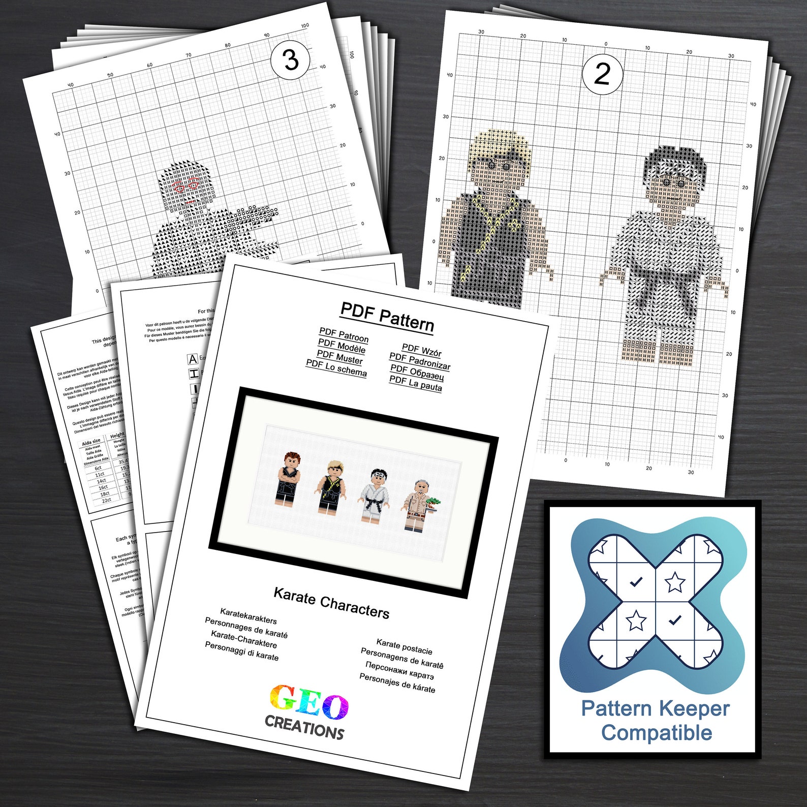 Karate Characters Cross Stitch Pattern, PDF INSTANT DOWNLOAD - Etsy