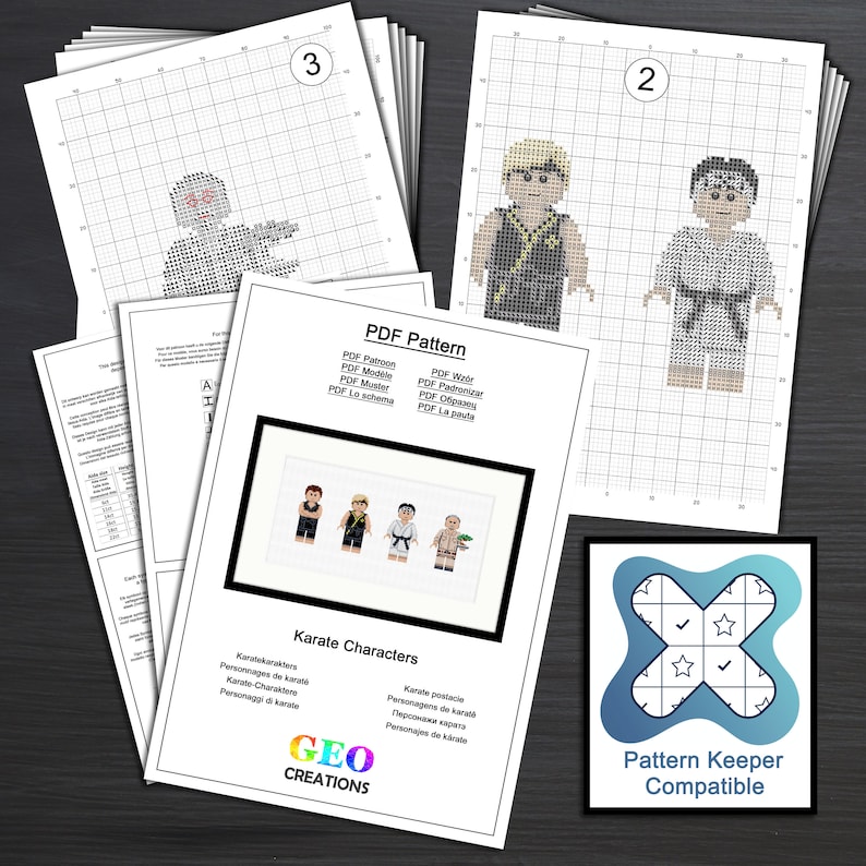Karate Characters Cross Stitch Pattern, PDF INSTANT DOWNLOAD - Etsy