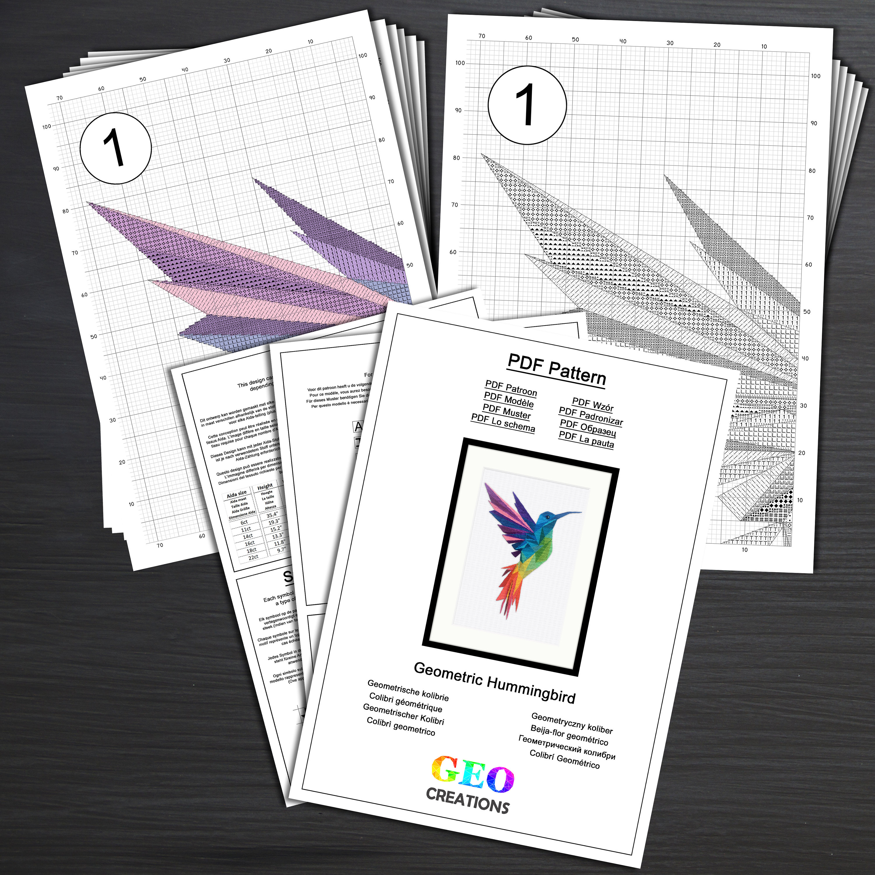 Advanced Cross Stitch Pattern: Geometric Hummingbird - Etsy