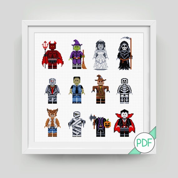 Cross Stitch Pattern: Collection of Halloween Characters PDF | Etsy