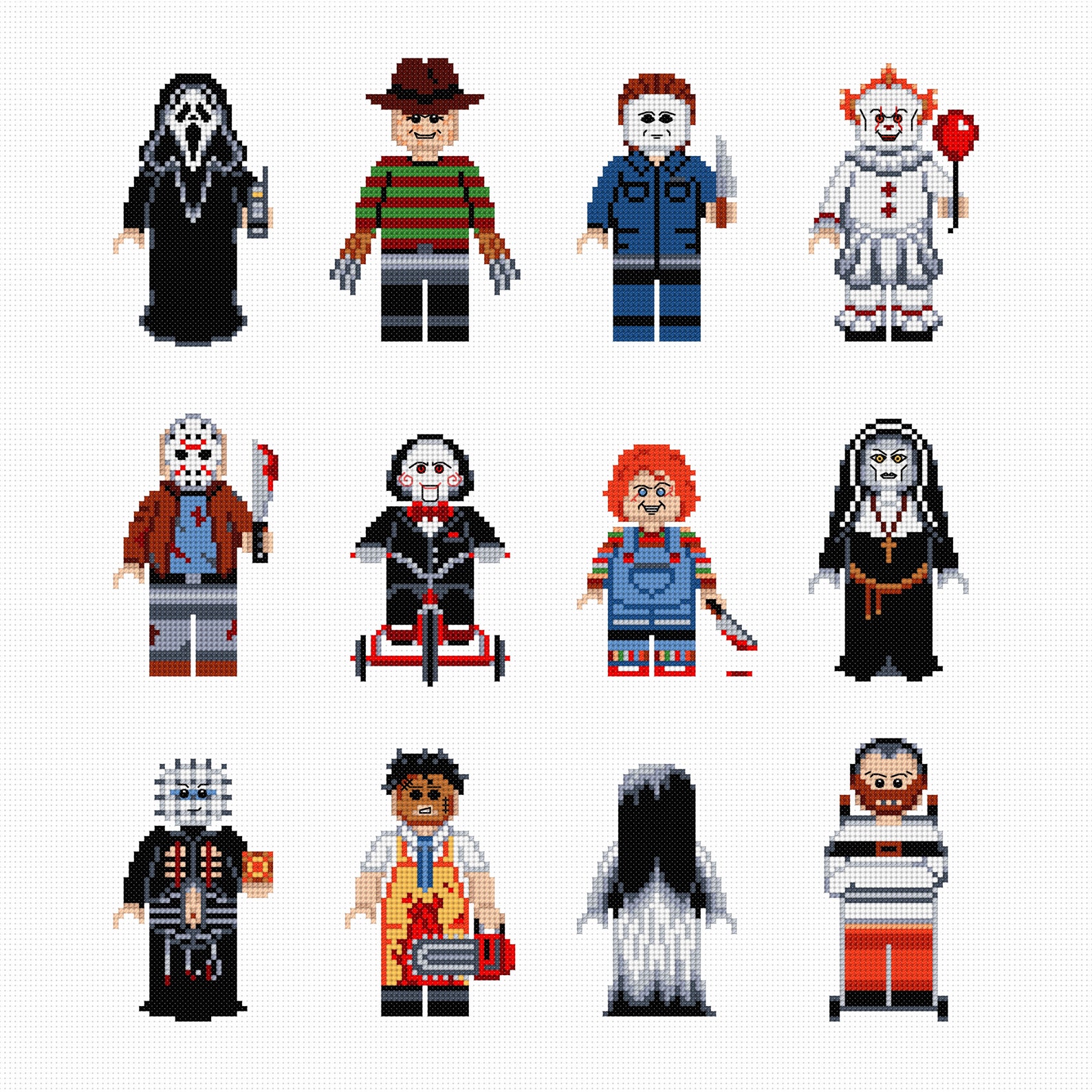 Cross Stitch Kit: Collection of Horror Movie Characters - Etsy