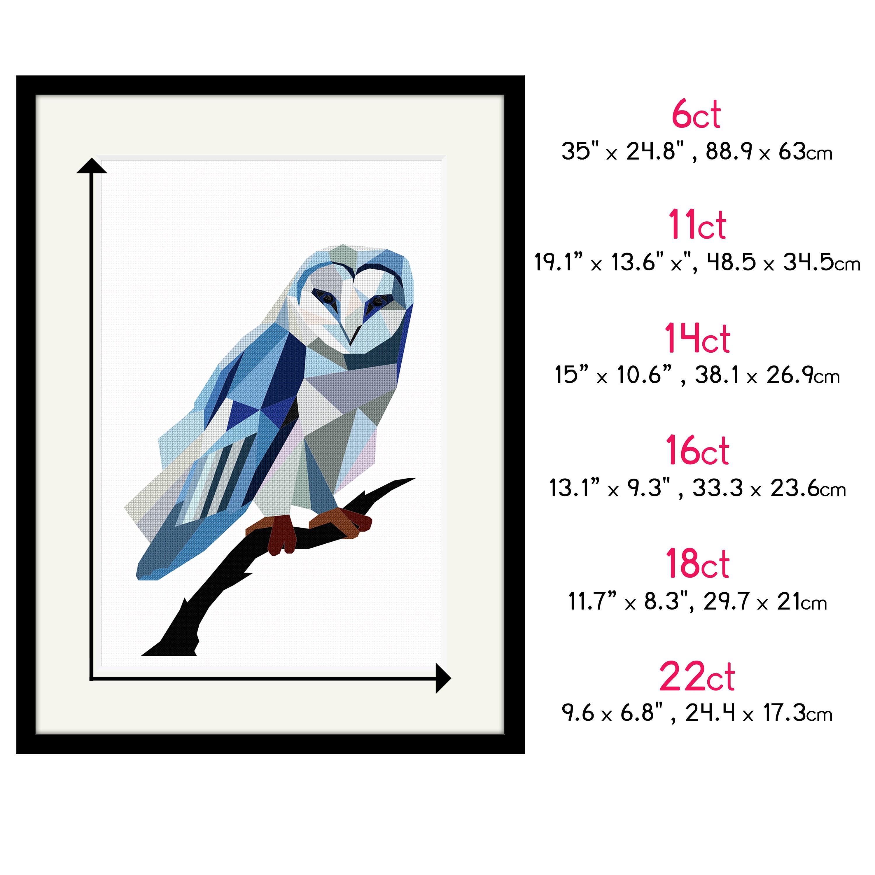 Advanced Cross Stitch Pattern: Geometric Snowy Owl by Geo Creations Uk ...