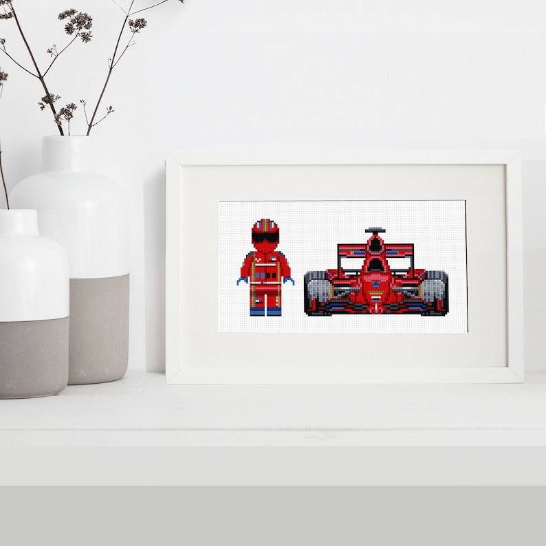 Cross Stitch Pattern: Formula One Racing Driver and Car, PDF INSTANT ...