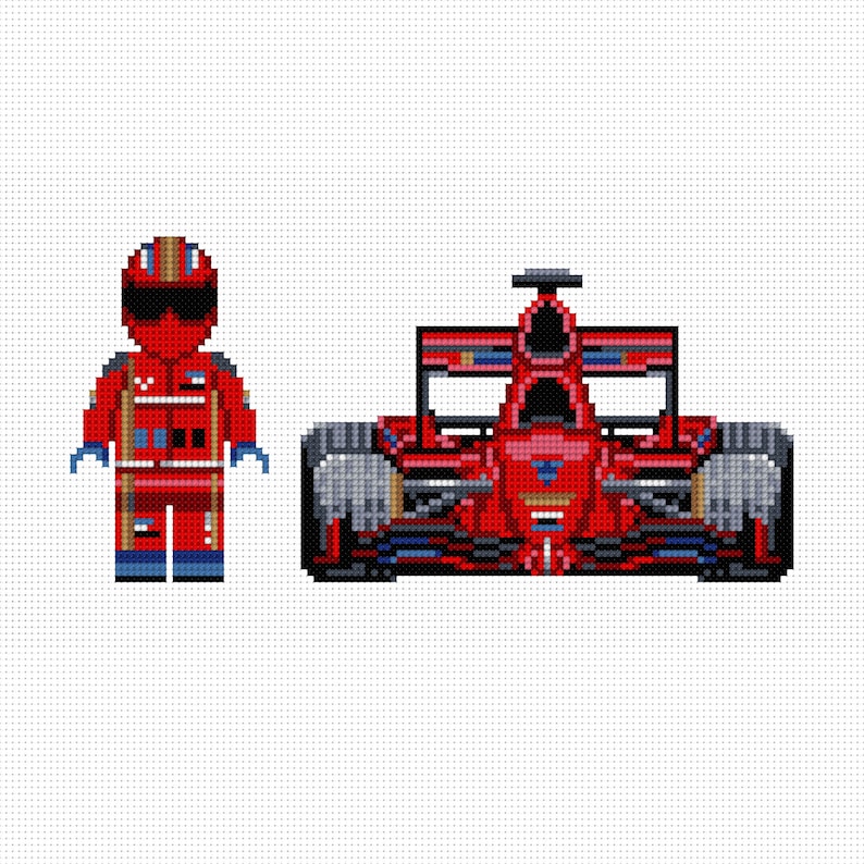 Cross Stitch Pattern: Formula One Racing Driver and Car PDF - Etsy UK