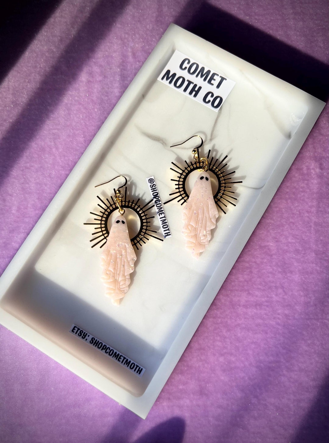 THE ORIGINAL Gold and Opalescent Ghost Earrings | Halloween | Polymer ...