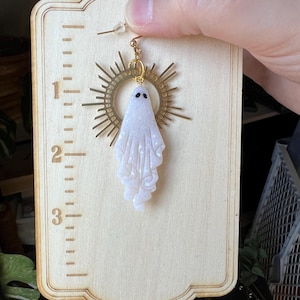 THE ORIGINAL Gold and Opalescent Ghost Earrings | Halloween | Polymer ...