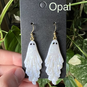 THE ORIGINAL Gold and Opalescent Ghost Earrings | Halloween | Polymer ...