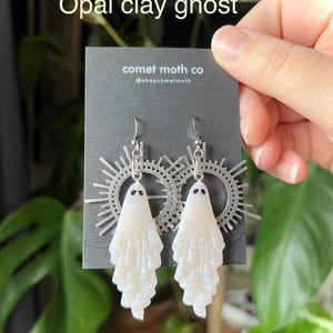 THE ORIGINAL Gold and Opalescent Ghost Earrings | Halloween | Polymer ...