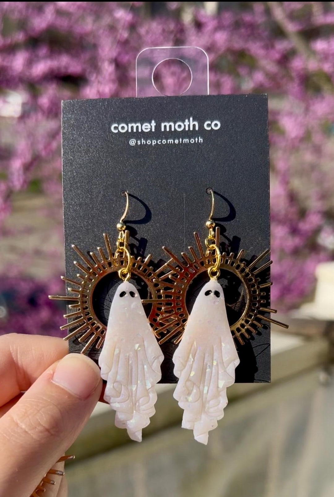 THE ORIGINAL Gold and Opalescent Ghost Earrings | Halloween | Polymer ...