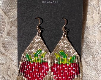 Native Beaded Strawberry Earrings - Etsy