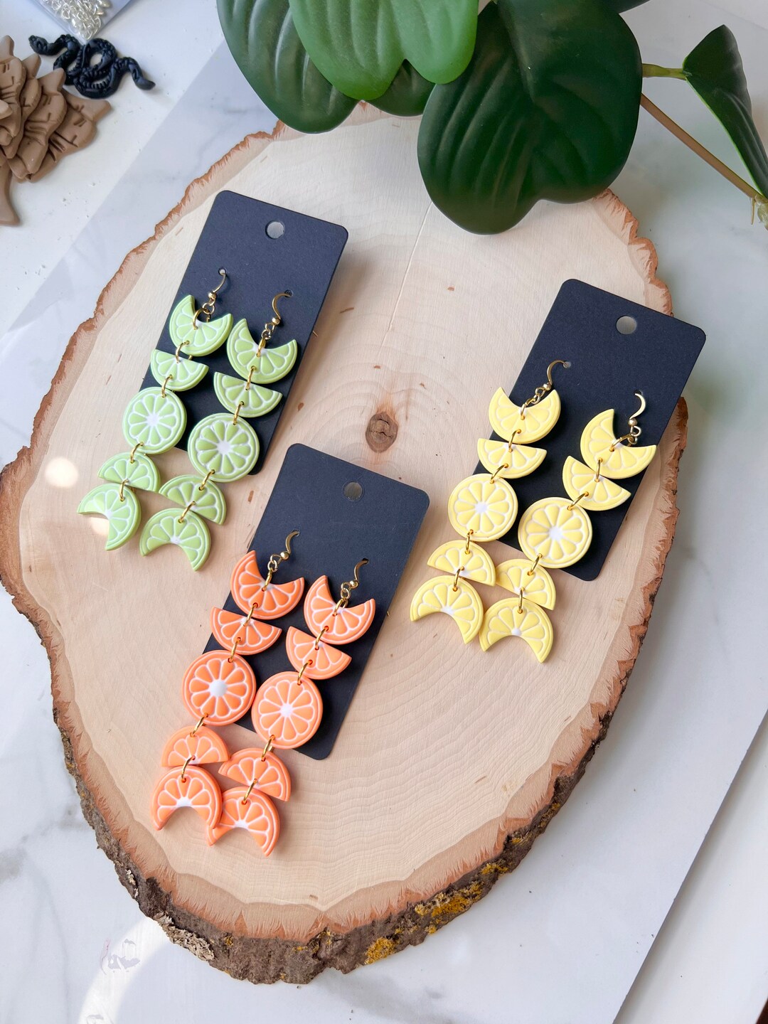 Moon Phase Fruit Summer Polymer Clay Earrings Witchy Boho Goth Spring ...